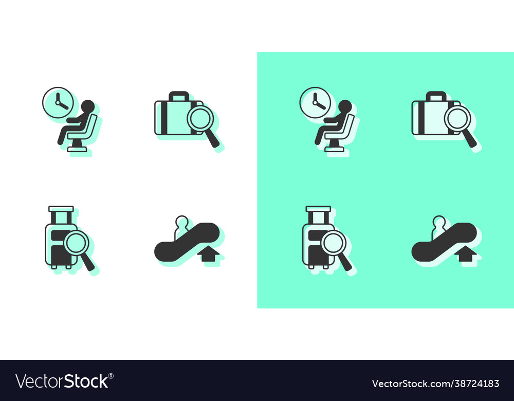 Set escalator up human waiting in airport Vector Image Set escalator up human waiting in airport Vector Image