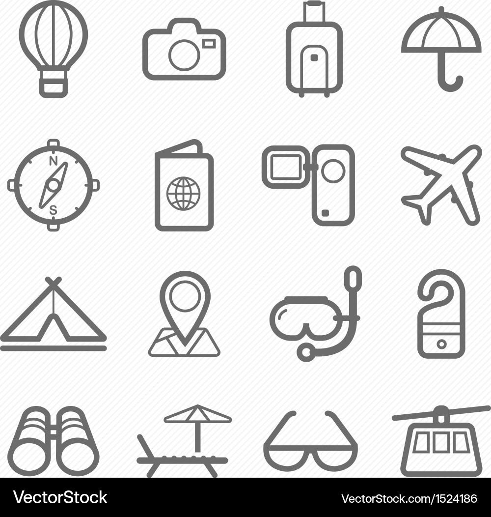 Travel symbol line icon set Royalty Free Vector Image