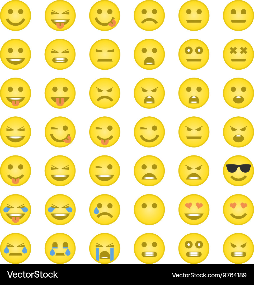 Big set of smilies Royalty Free Vector Image - VectorStock