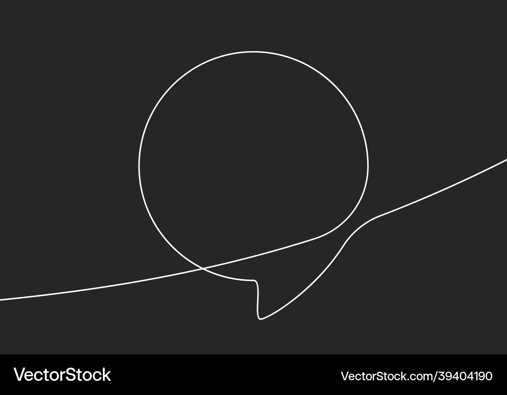 Round speech bubble continuous one line drawing Vector Image