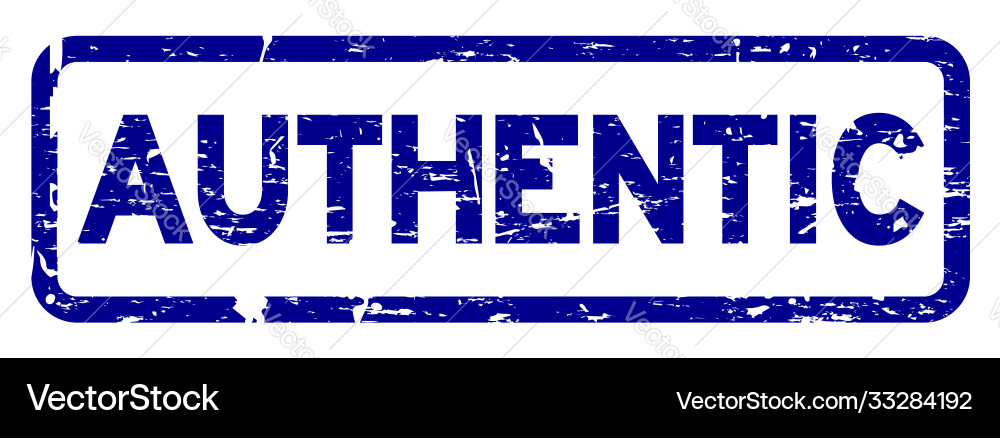 Grunge blue authentic square rubber seal stamp Vector Image