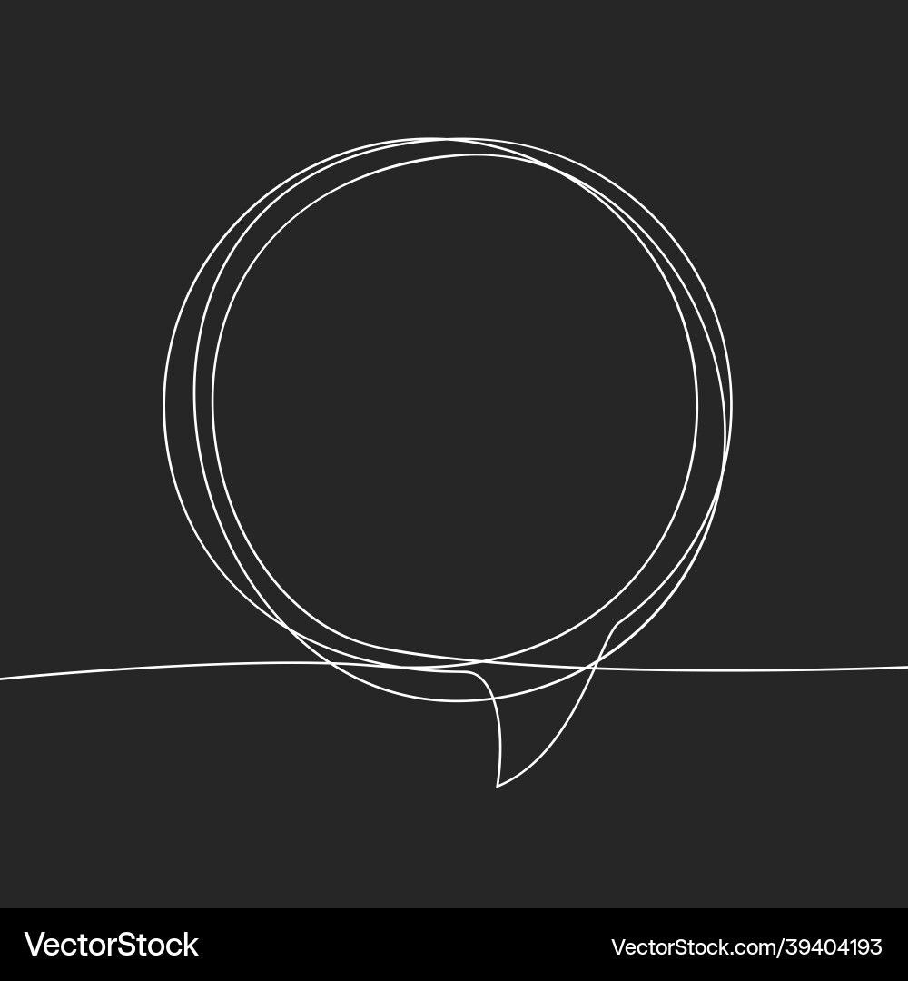 Round speech bubble continuous line drawing black Vector Image