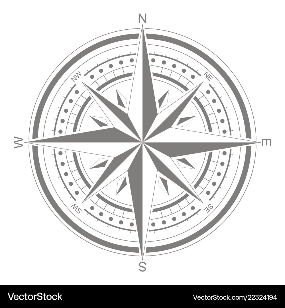 Icon with compass rose Royalty Free Vector Image