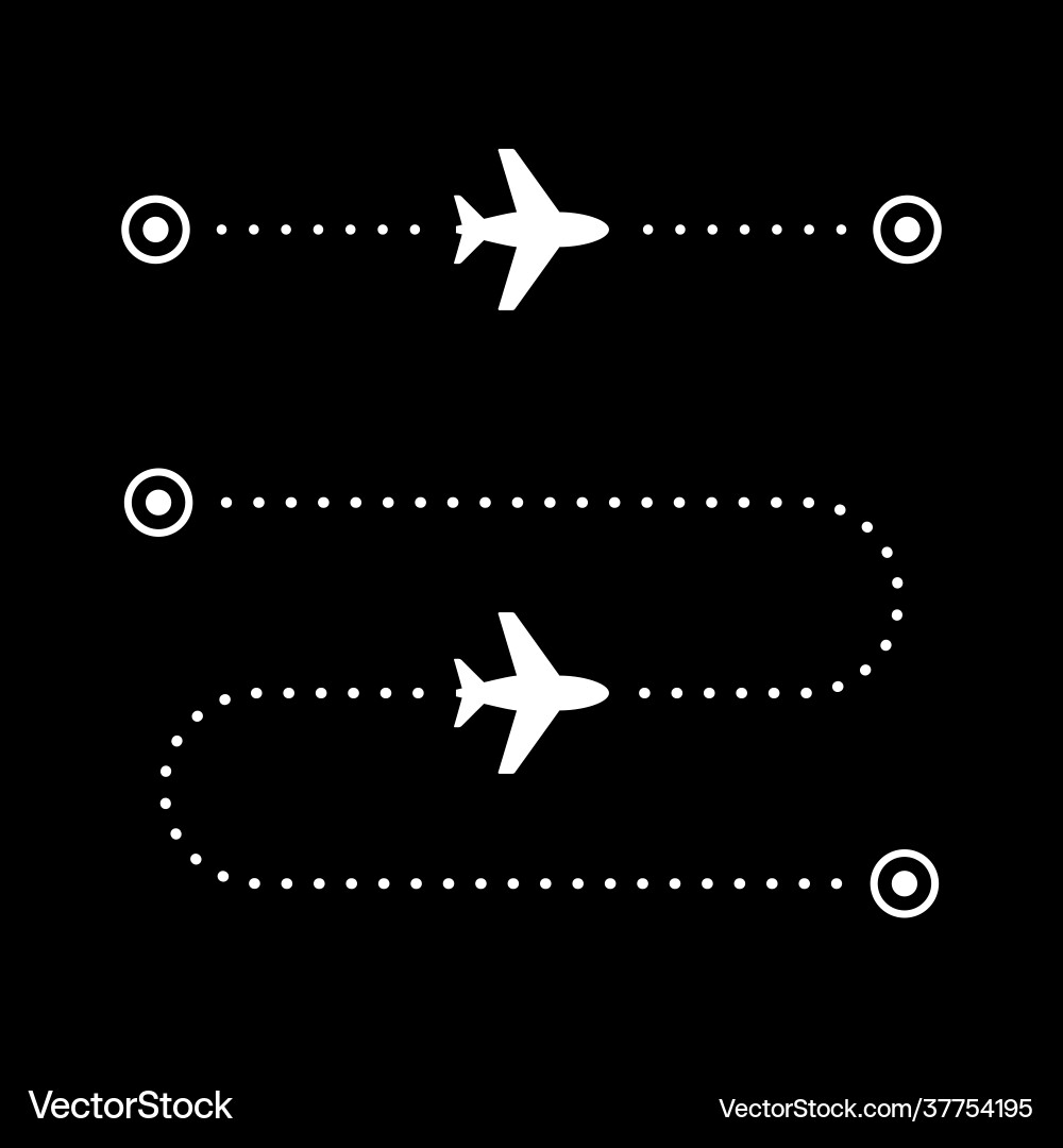 Airplane flight route glyph icon Royalty Free Vector Image