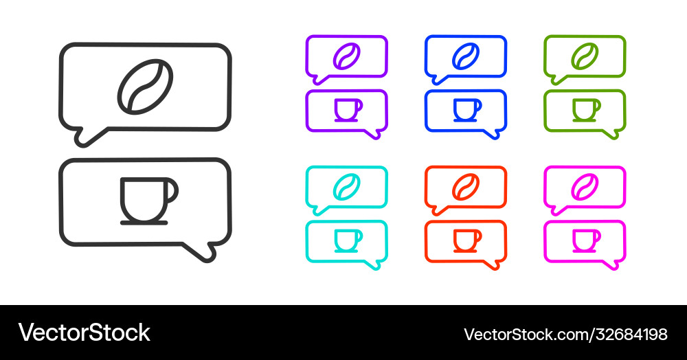 Black line coffee and conversation icon isolated Vector Image
