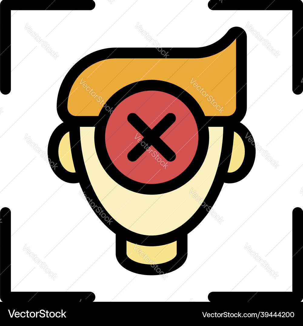 Face not recognized icon color outline Royalty Free Vector