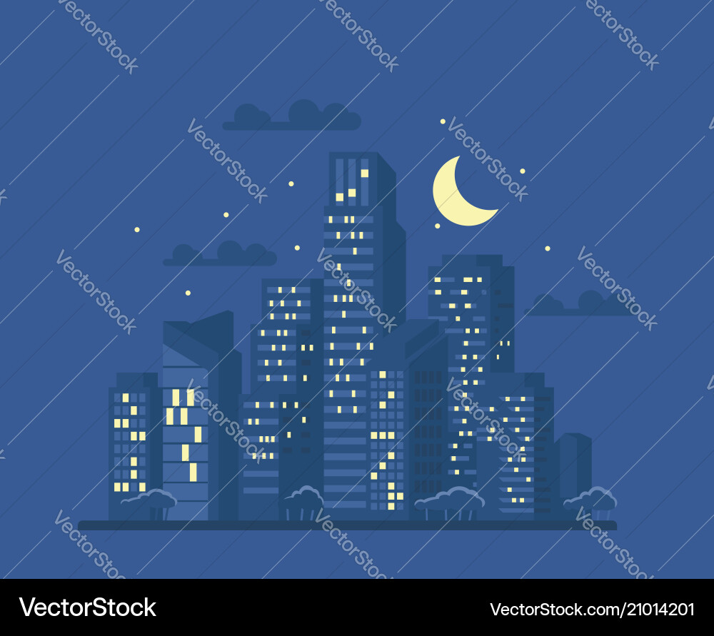 Night cityscape Royalty Free Vector Image - VectorStock