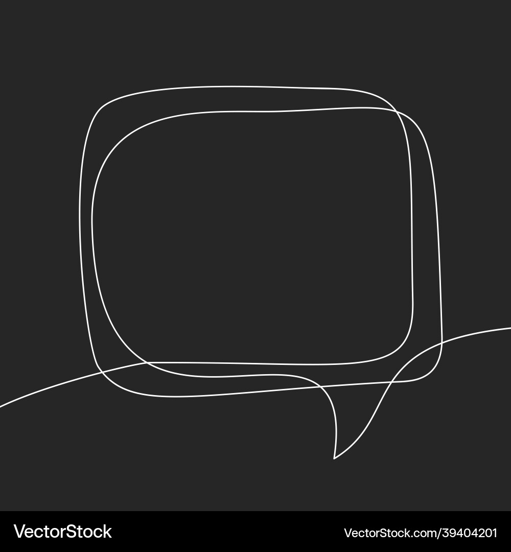 Square speech bubble continuous one line drawing Vector Image