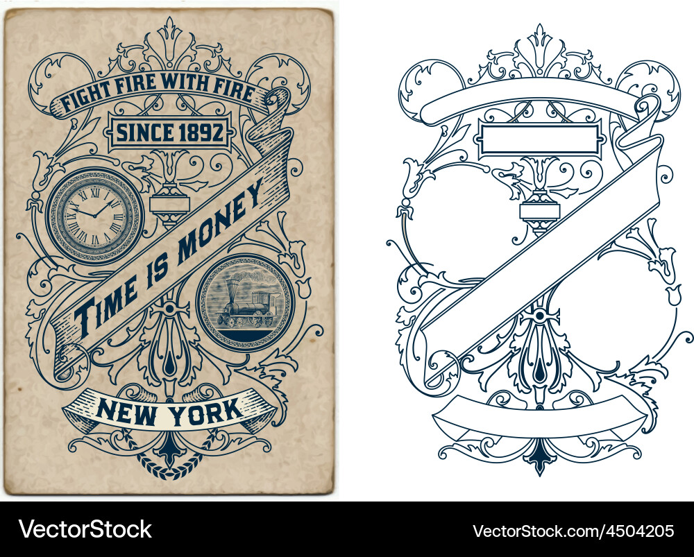 Old design with floral details Elements organized Vector Image