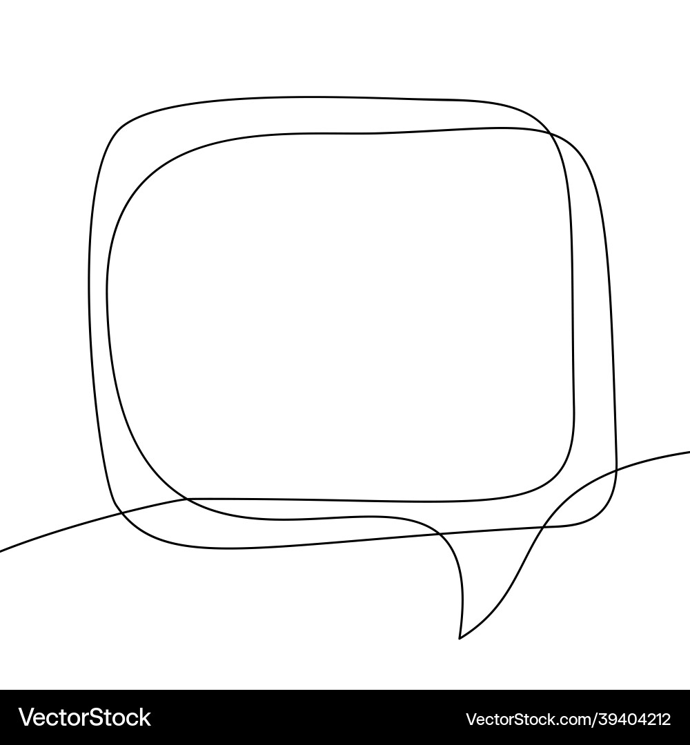 Square speech bubble continuous one line drawing Vector Image