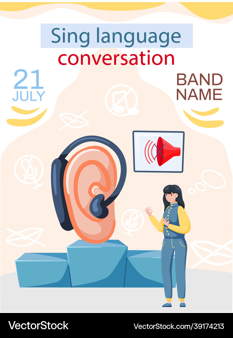 Learning foreign sign languages online in group Vector Image