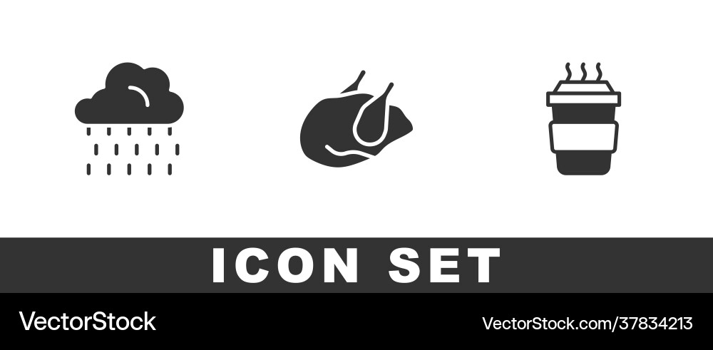 Set cloud with rain roasted turkey or chicken Vector Image