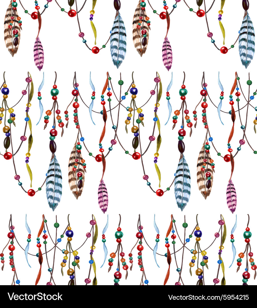 Feather and bead pattern Royalty Free Vector Image