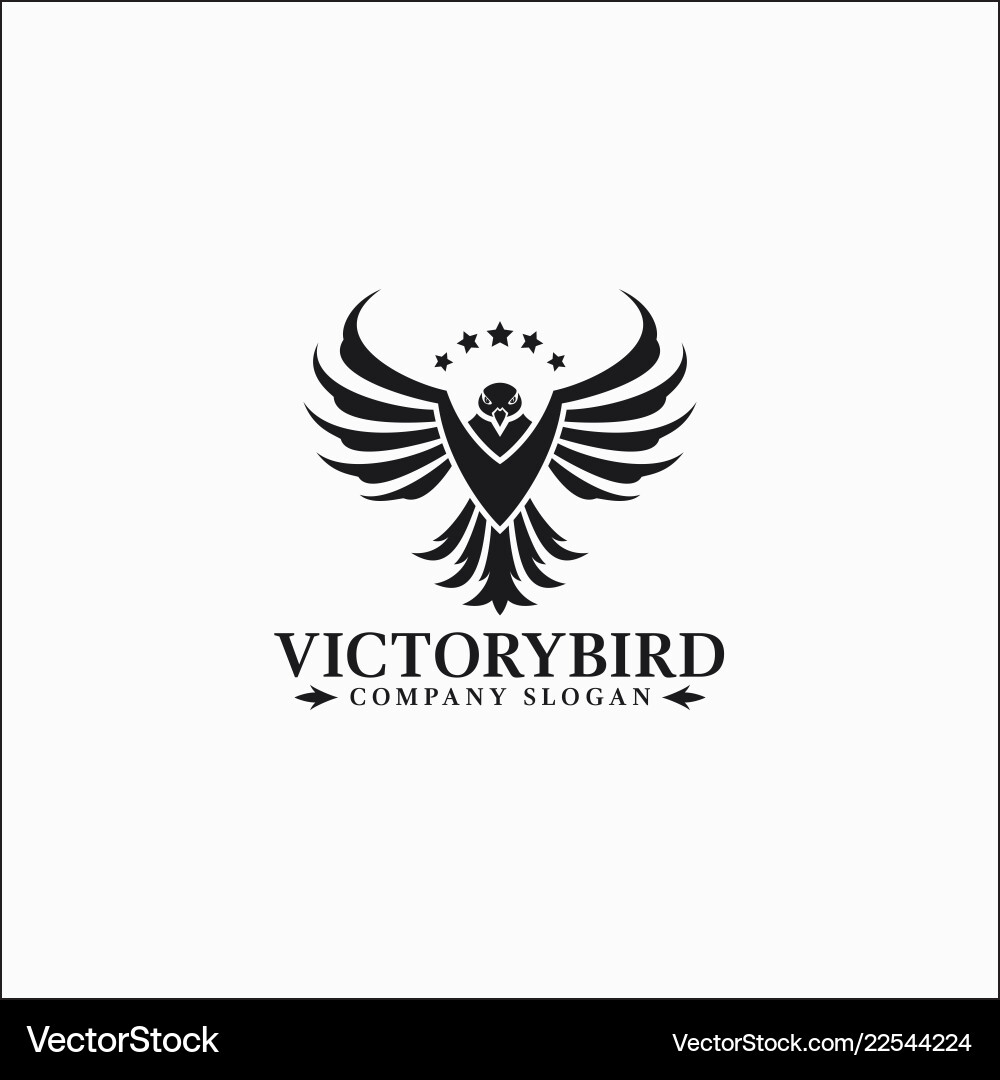 Victory bird - eagle logo template Royalty Free Vector Image