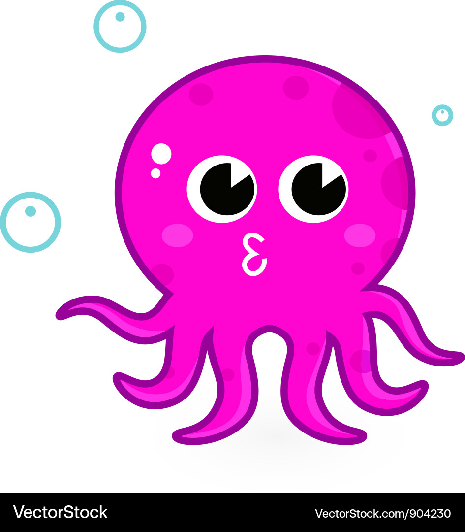 Pink cartoon octopus Royalty Free Vector Image