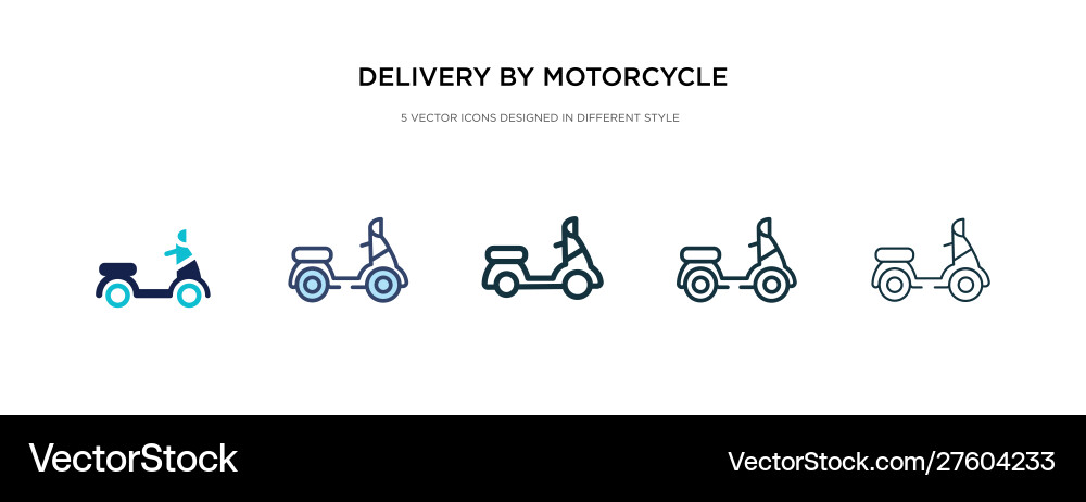 Delivery motorcycle icon in different style Vector Image