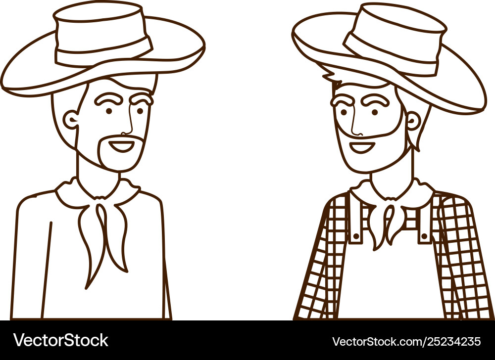 Farmers men talking with straw hat Royalty Free Vector Image