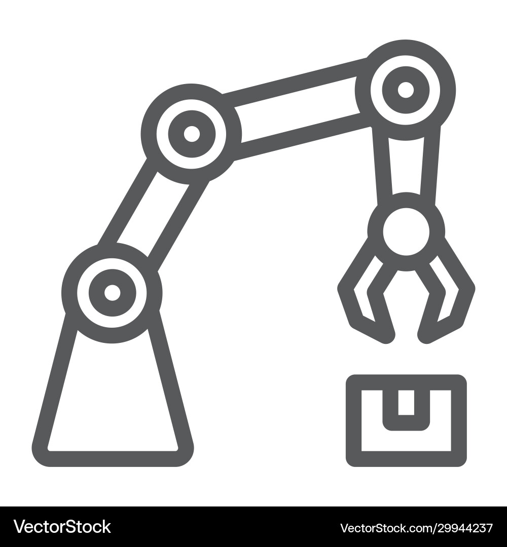 Robotic arm line icon technology and machine Vector Image