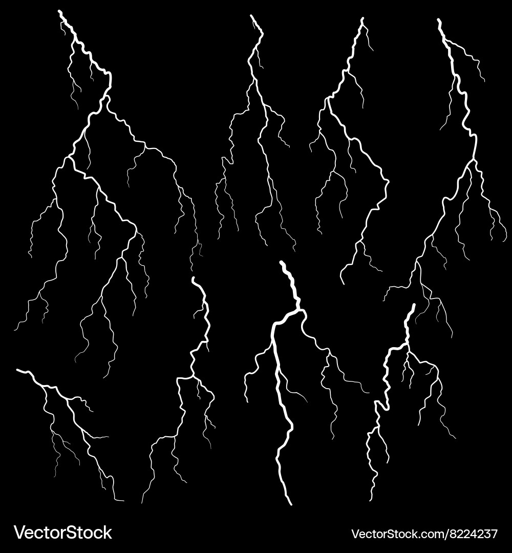 Set of lightning Royalty Free Vector Image - VectorStock