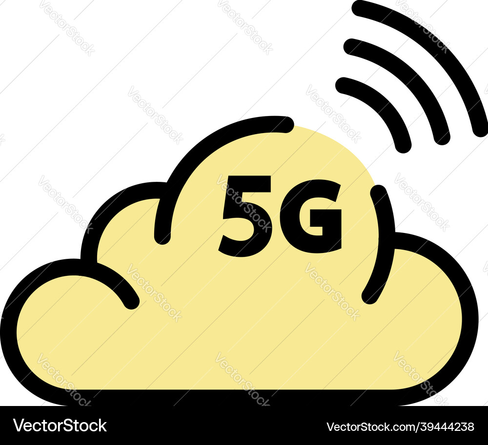 5g cloud icon color outline Royalty Free Vector Image