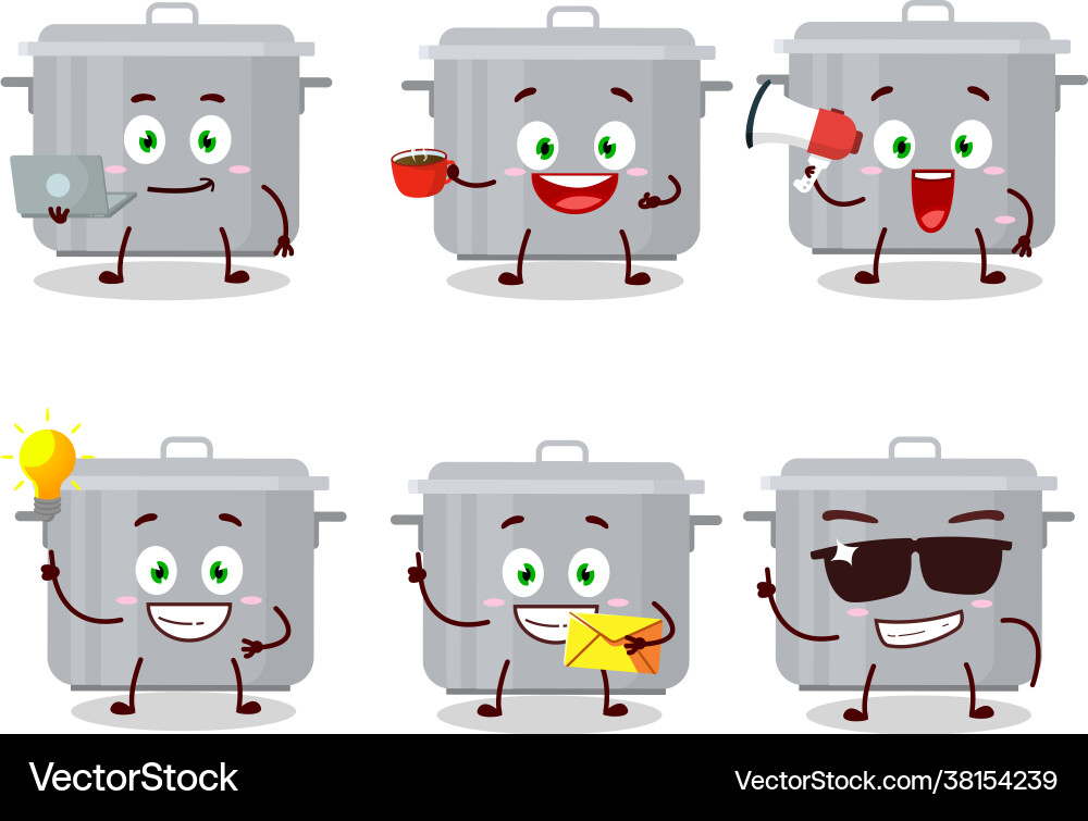 Kitchen pot cartoon with various types business Vector Image