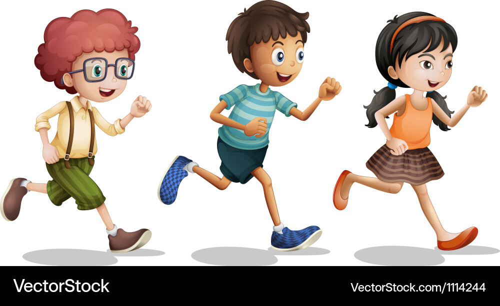 Kids running Royalty Free Vector Image - VectorStock
