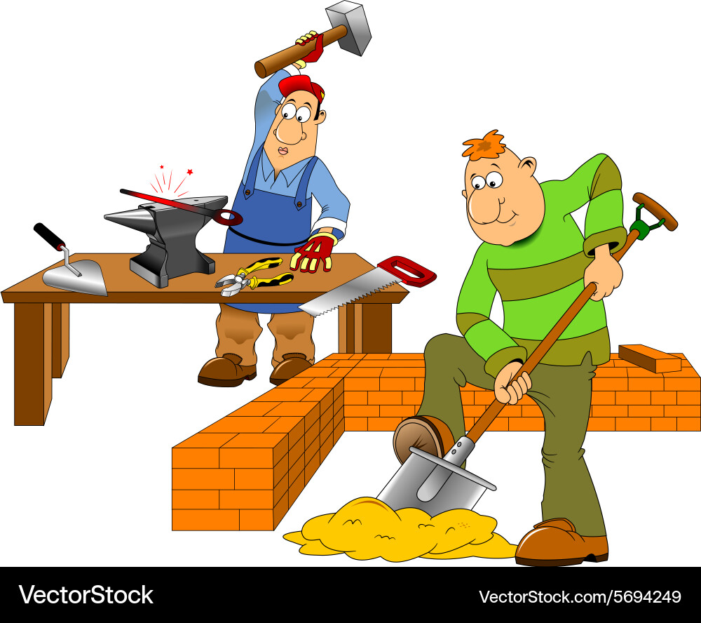 Cartoon builders Royalty Free Vector Image - VectorStock