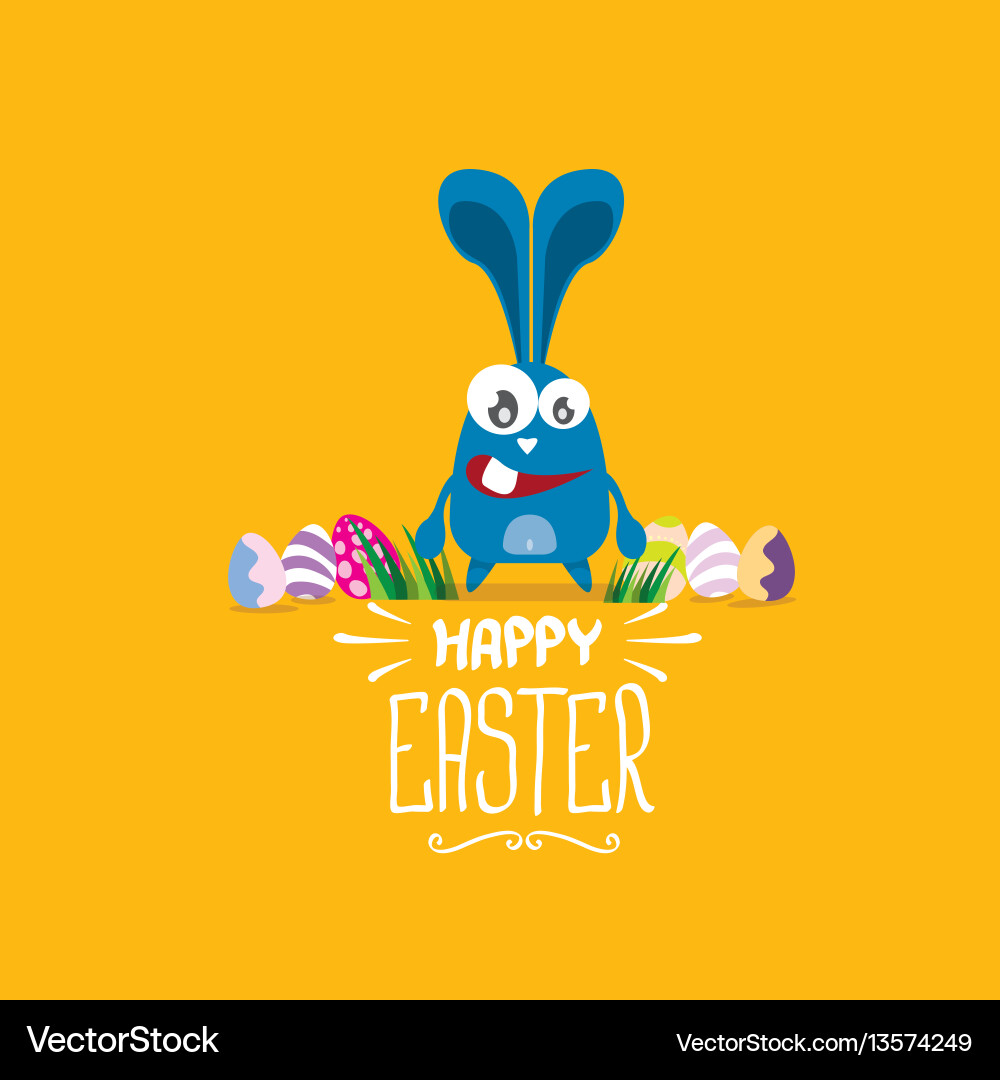 Happy easter greeting card with funny bunny Vector Image