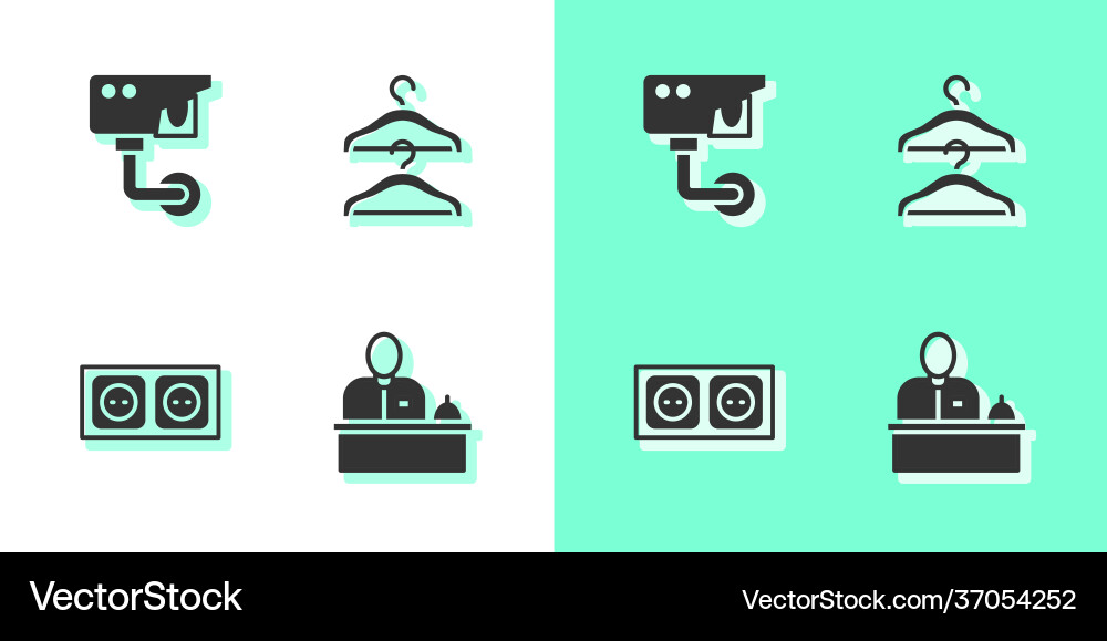 Set hotel reception desk security camera Vector Image