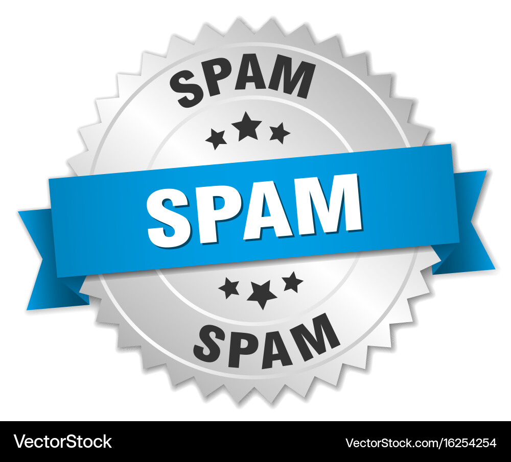 Spam round isolated silver badge Royalty Free Vector Image