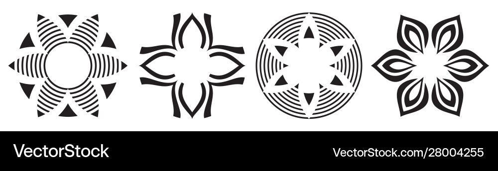 Set circular ornaments round symmetrical Vector Image