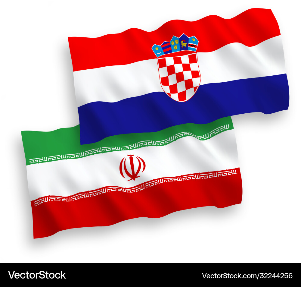 Flags iran and croatia on a white background Vector Image