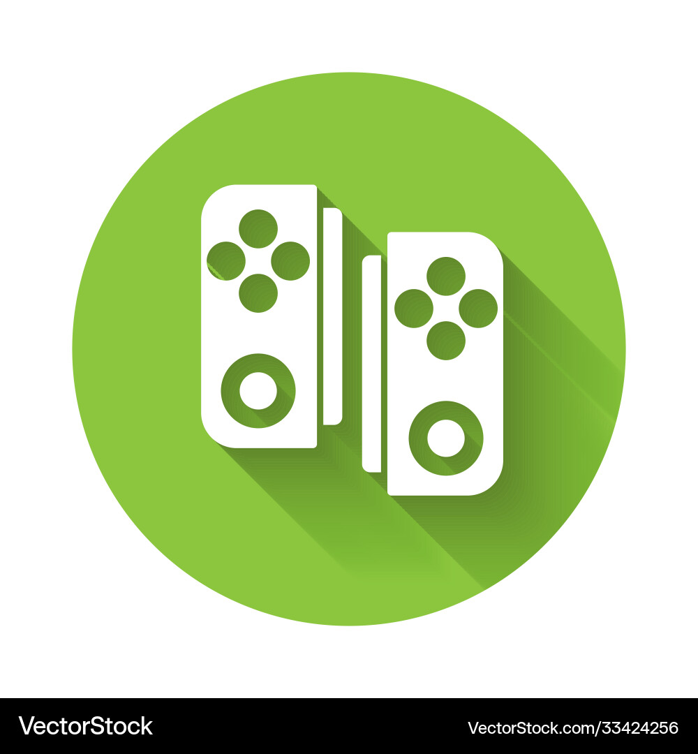 White gamepad icon isolated with long shadow game Vector Image