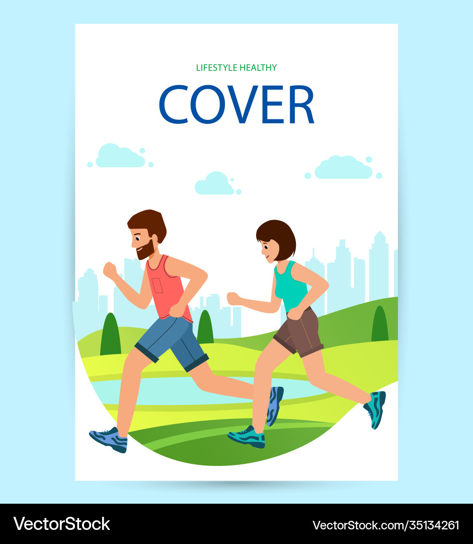 Cover book active people running distance Vector Image