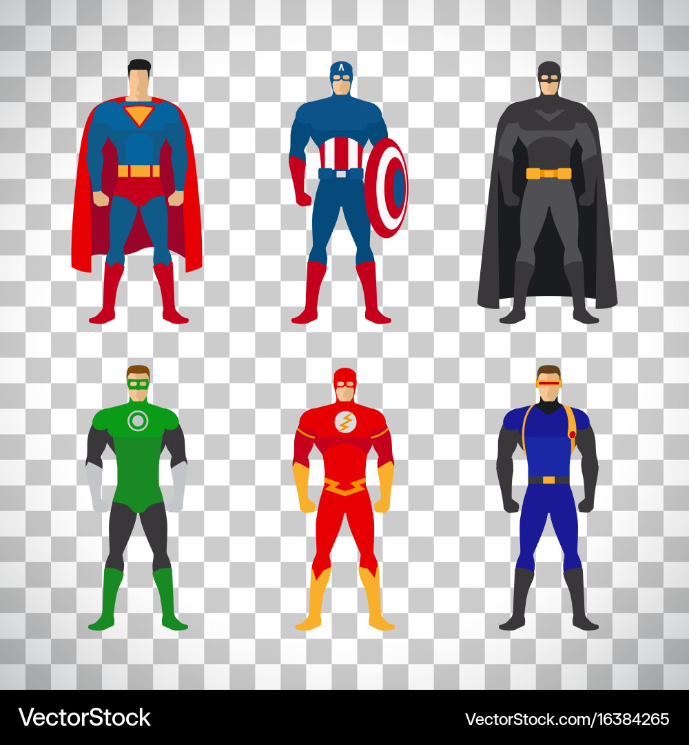 Superhero costumes set on transparent background Vector Image