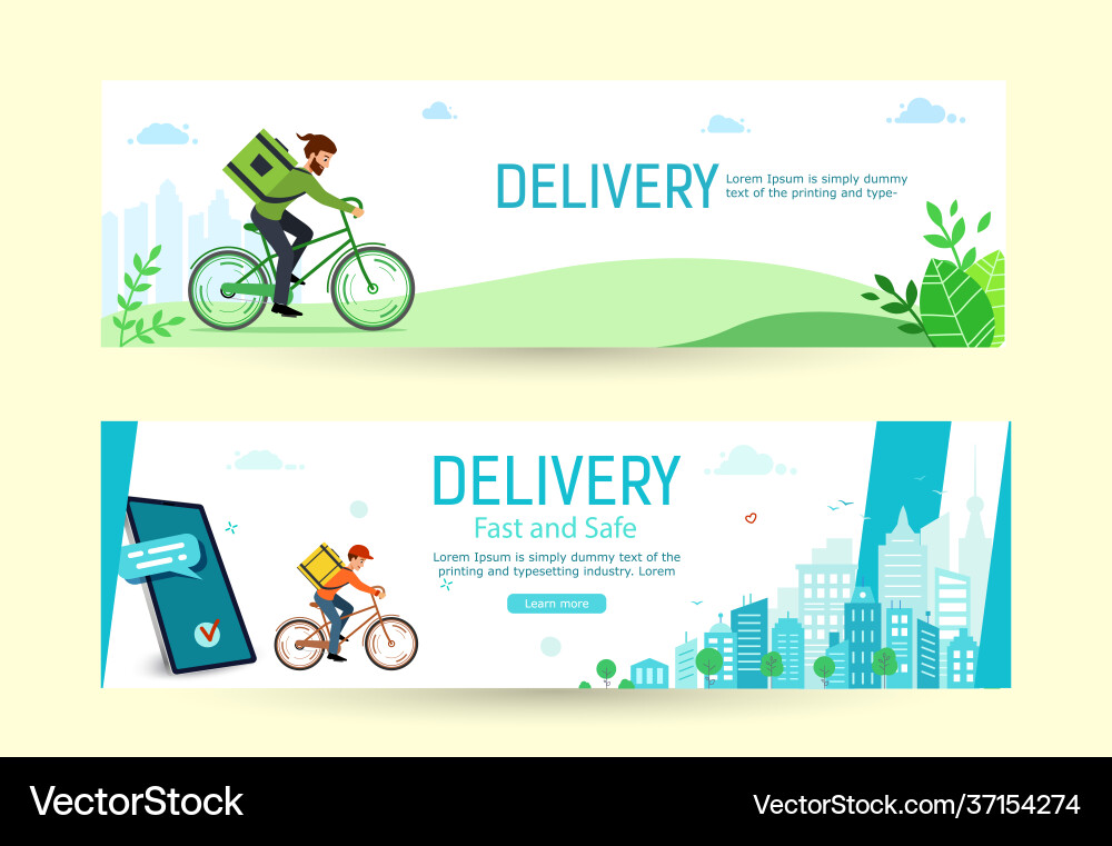 Delivery online order horizontal banners making Vector Image