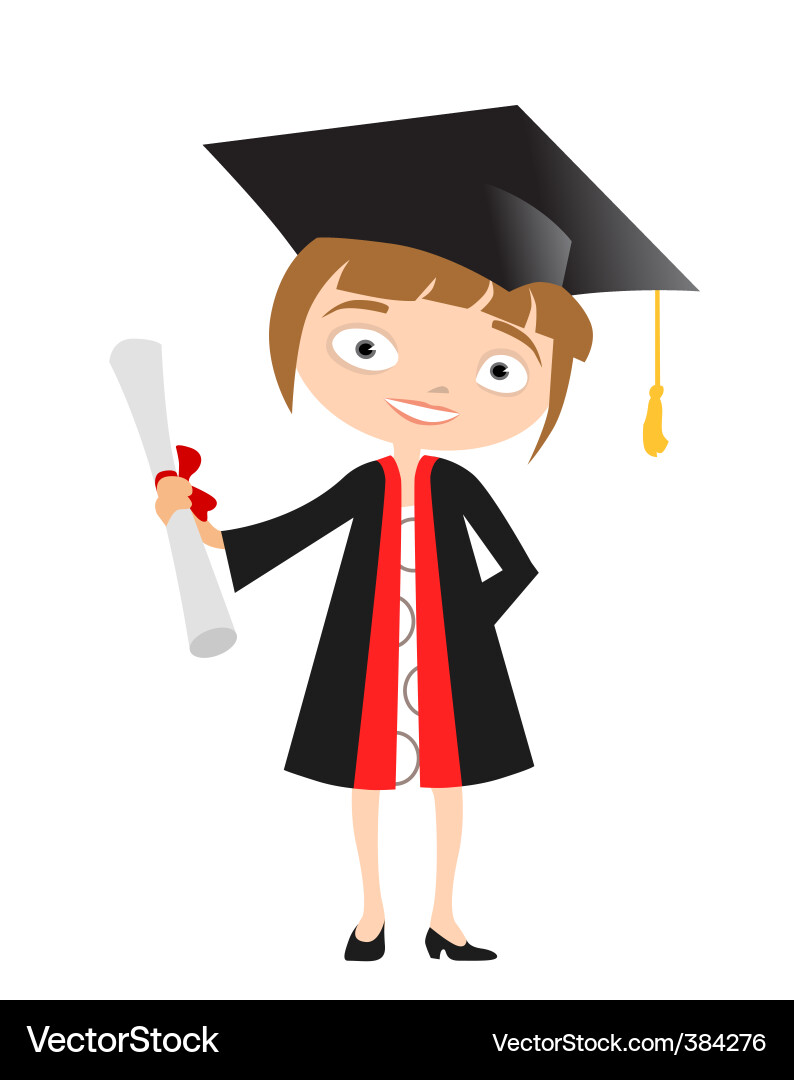 Girl graduate Royalty Free Vector Image - VectorStock