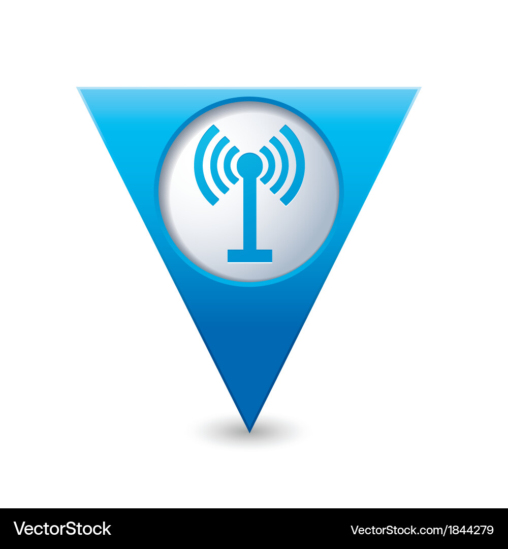 Wi fi icon map pointer blue Royalty Free Vector Image