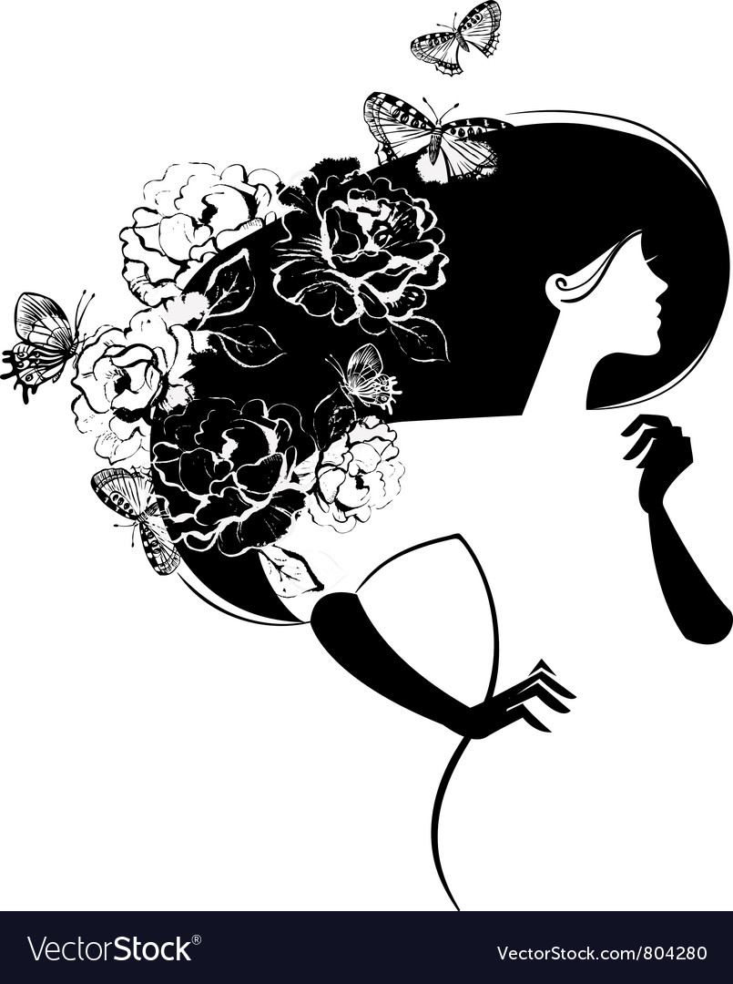 Beautiful Woman Silhouette Royalty Free Vector Image