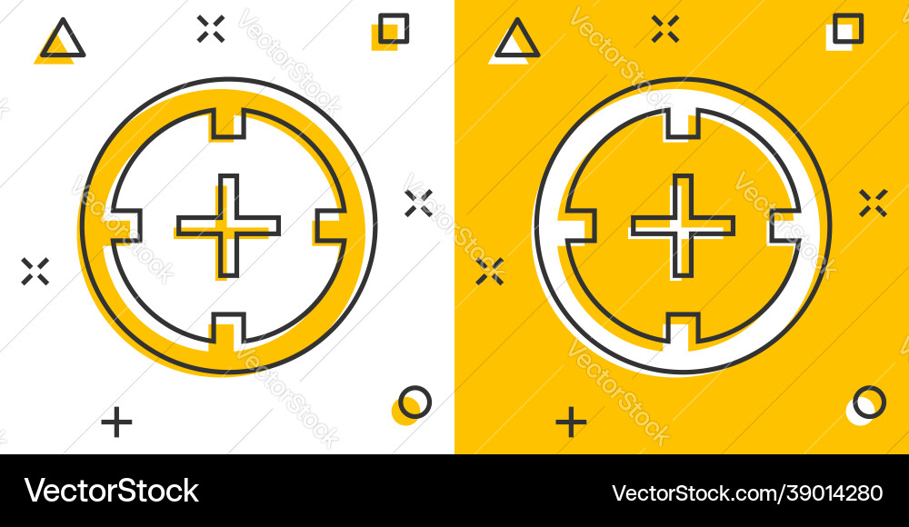 Cartoon shooting target icon in comic style aim Vector Image