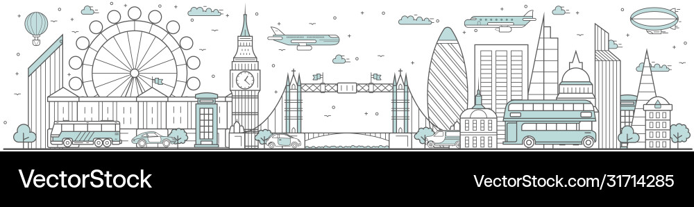 London skyline line cityscape Royalty Free Vector Image