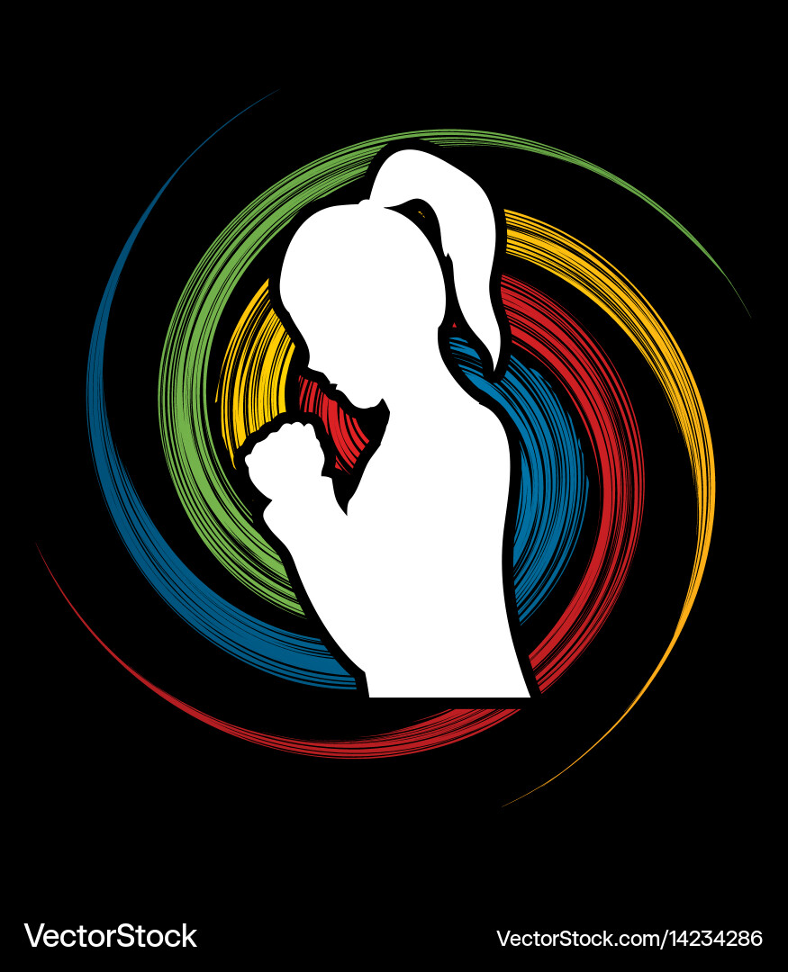 Woman prayer shadow graphic Royalty Free Vector Image