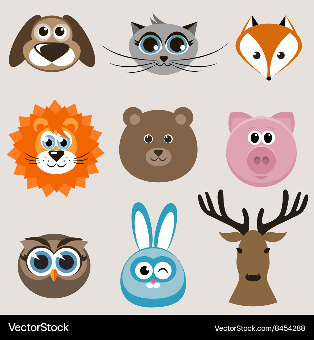 Set of cute animals Royalty Free Vector Image - VectorStock