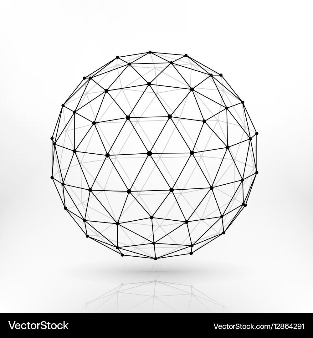 Wireframe polygonal sphere network lines Vector Image