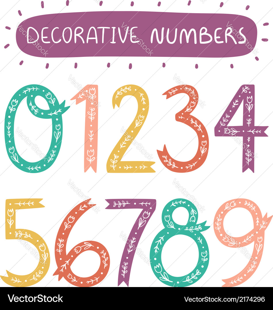 Decorative numbers Royalty Free Vector Image - VectorStock