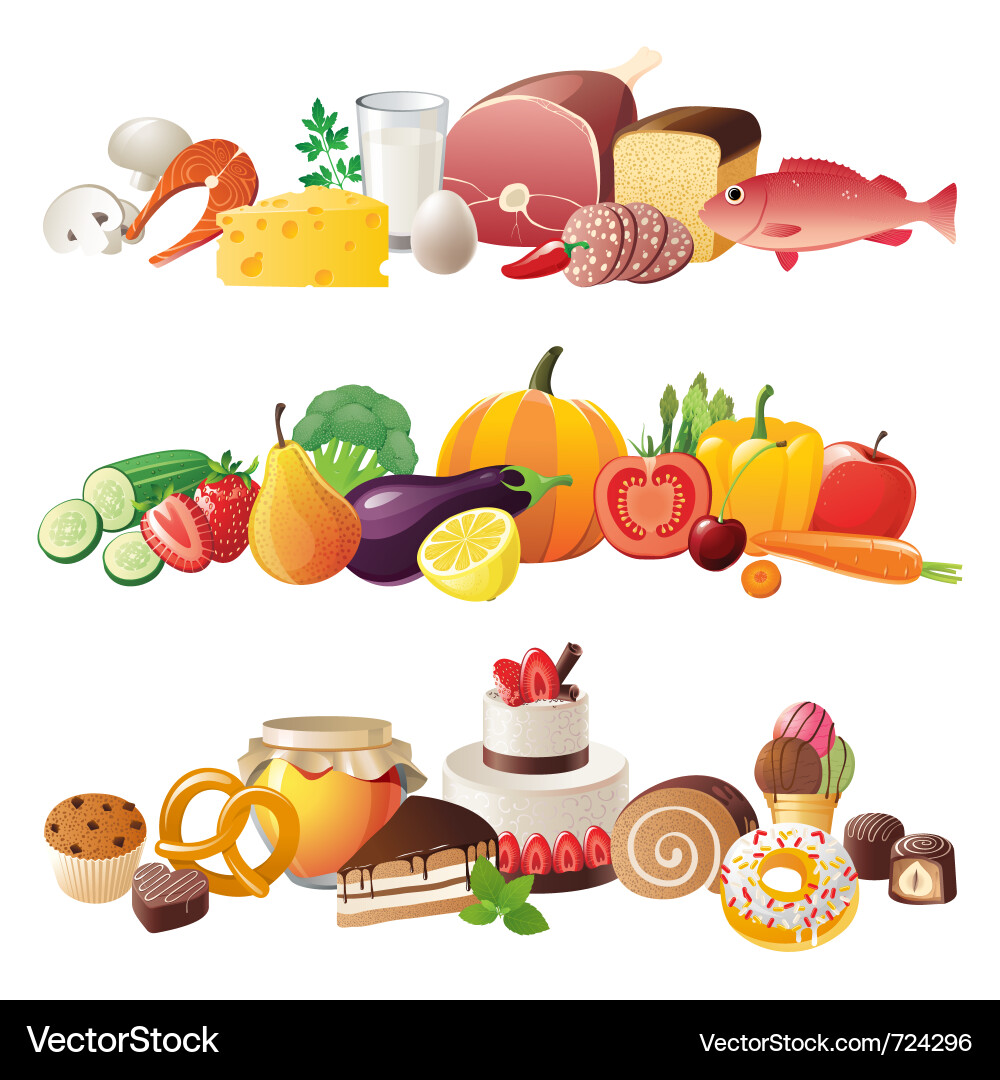 Detailed food borders Royalty Free Vector Image