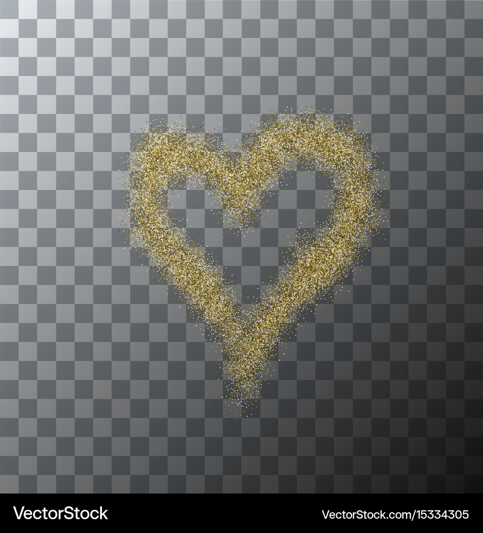 Modern gold glitter heart on transparent Vector Image