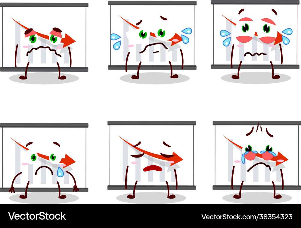 Chart going down cartoon character with sad Vector Image