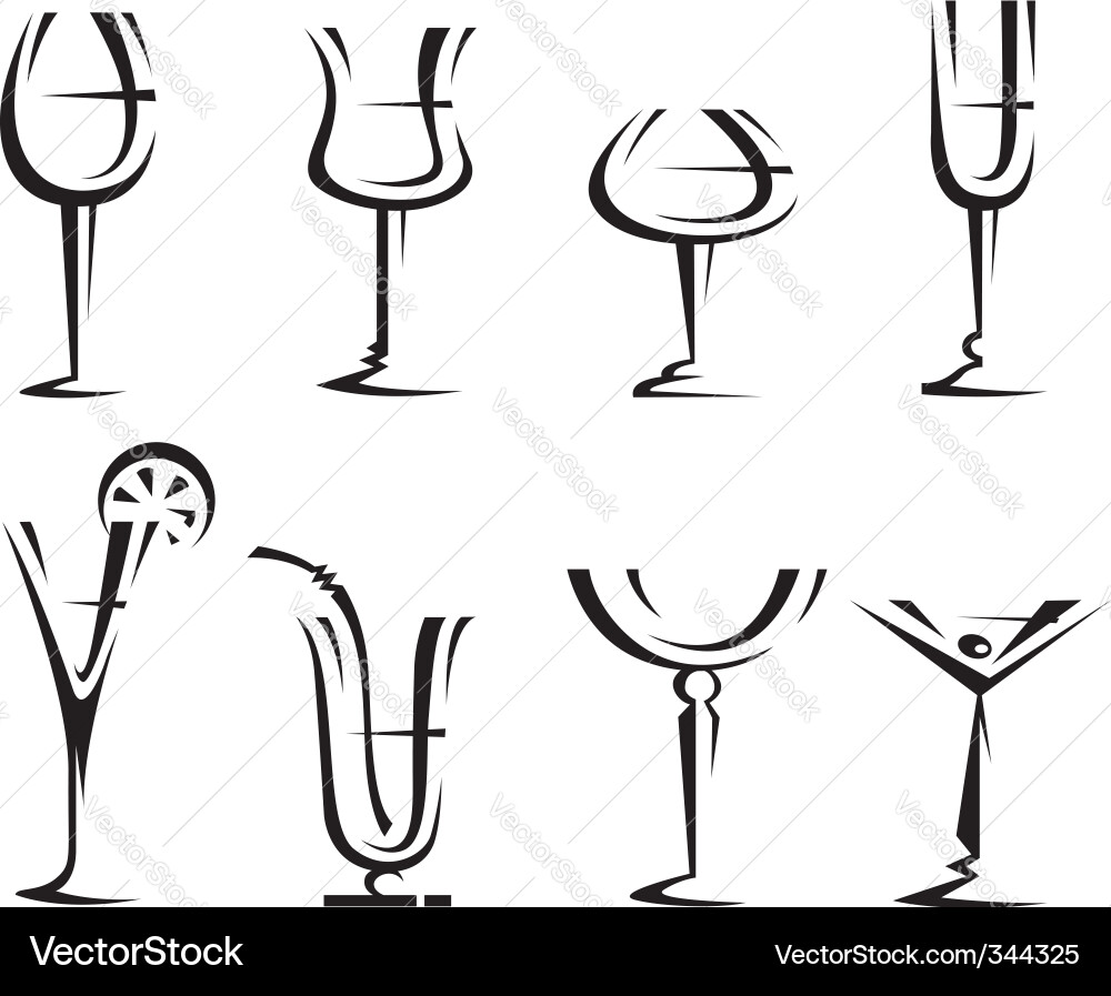 Drinking glass collection Royalty Free Vector Image