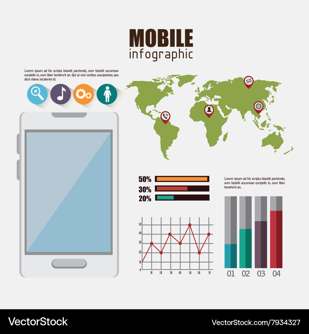Mobile infographic design Royalty Free Vector Image